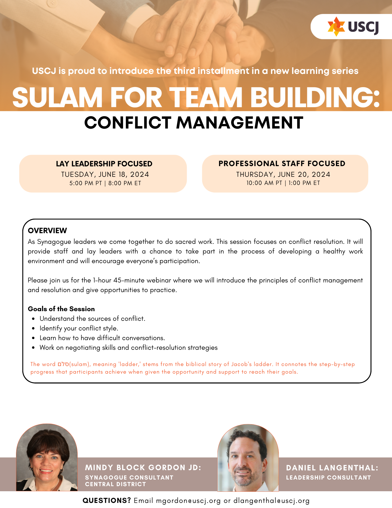 Sulam for Team Building June 18th, 2024: Conflict Management (Lay ...